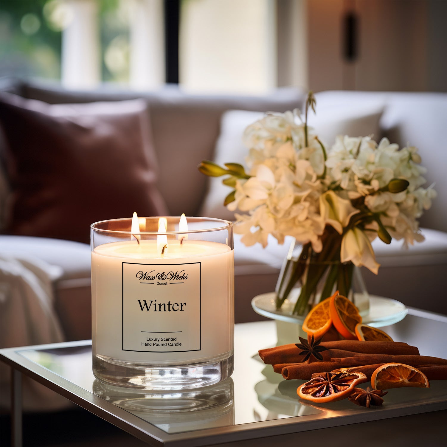 White company winter candle store